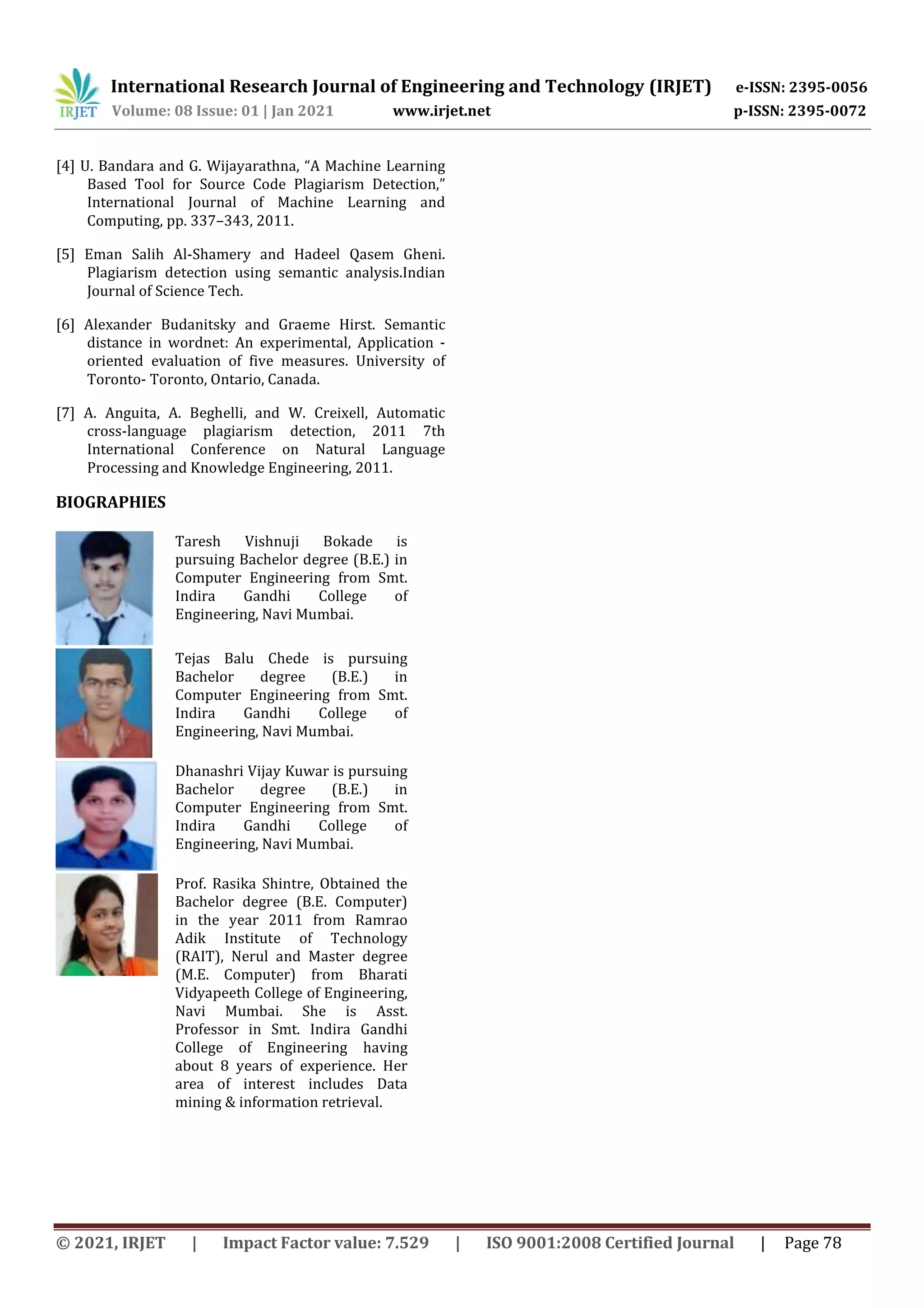 IRJET - Online Assignment Plagiarism Checking using Data Mining and NLP | PDF