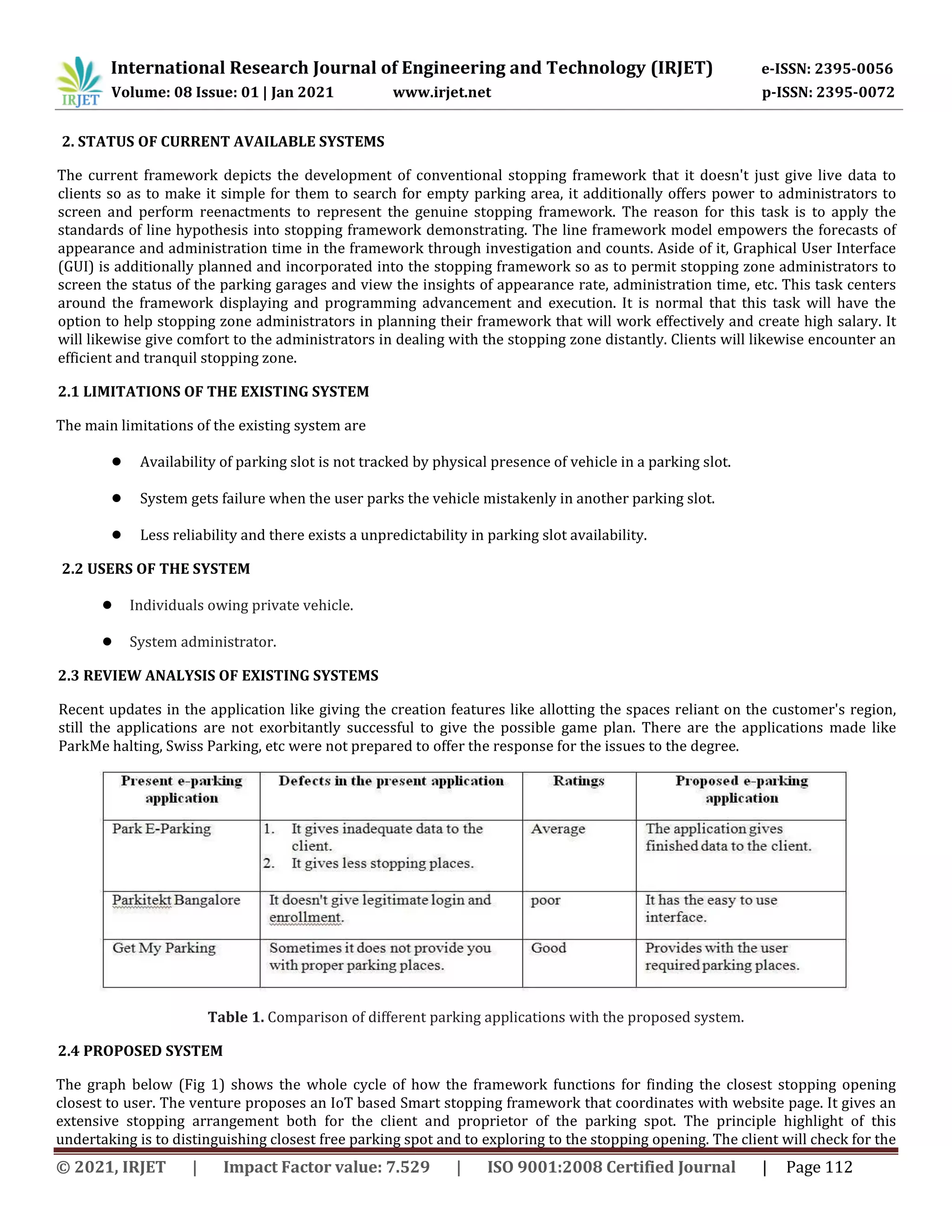 IRJET - A Design Thinking based Smart Parking System for Vehicle ...