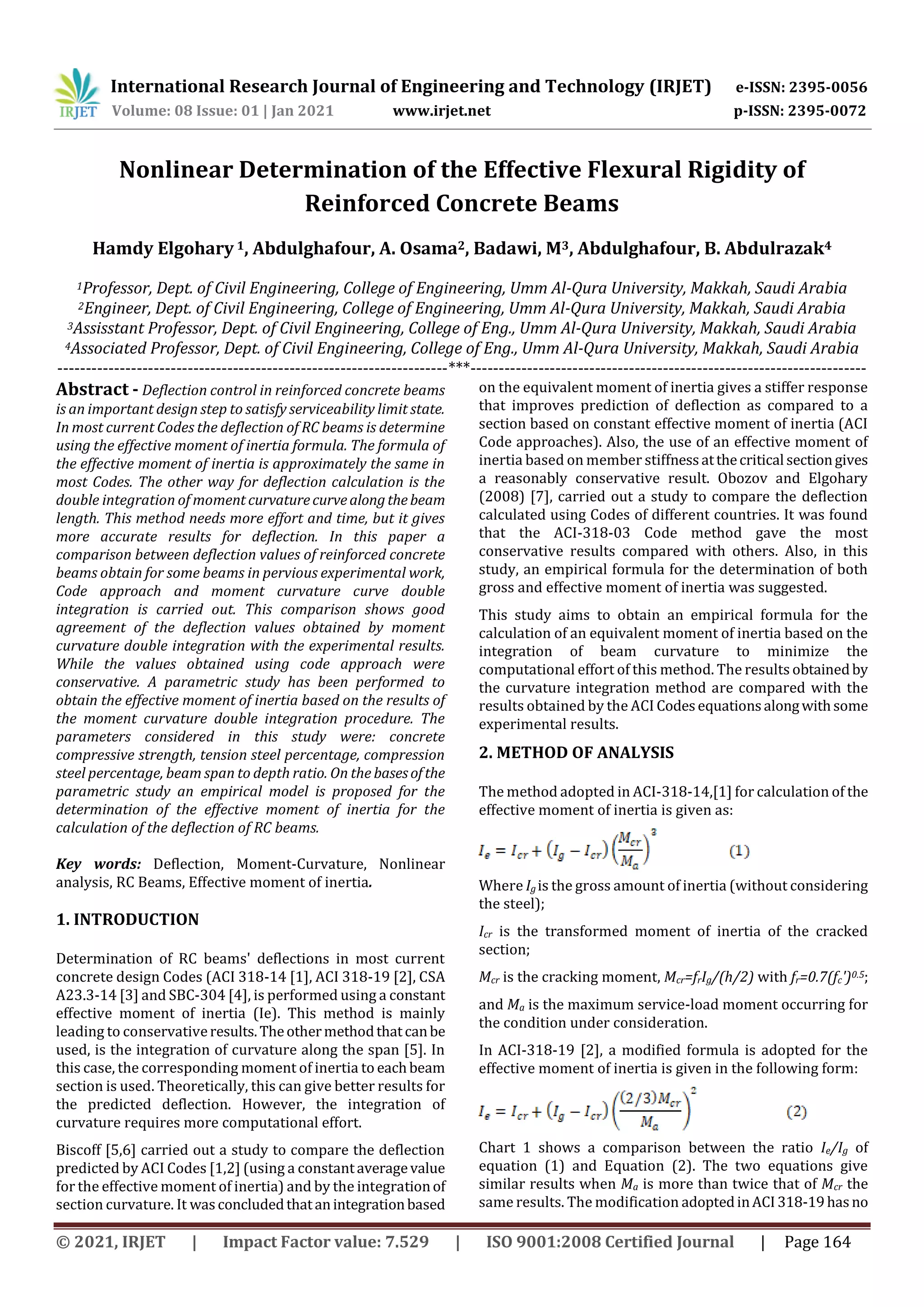 IRJET - Nonlinear Determination of the Effective Flexural Rigidity of ...
