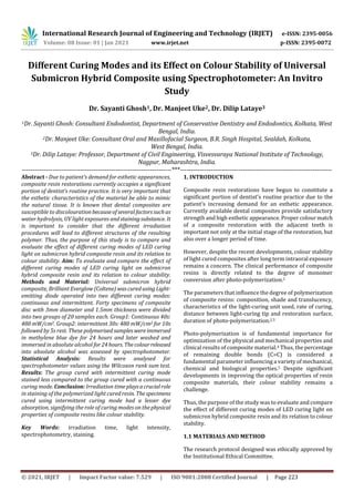 IRJET - Different Curing Modes and its Effect on Colour Stability of Universal Submicron Hybrid ...
