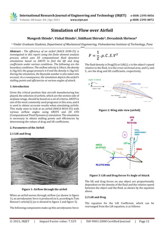 IRJET- Simulation of Flow over Airfoil | PDF