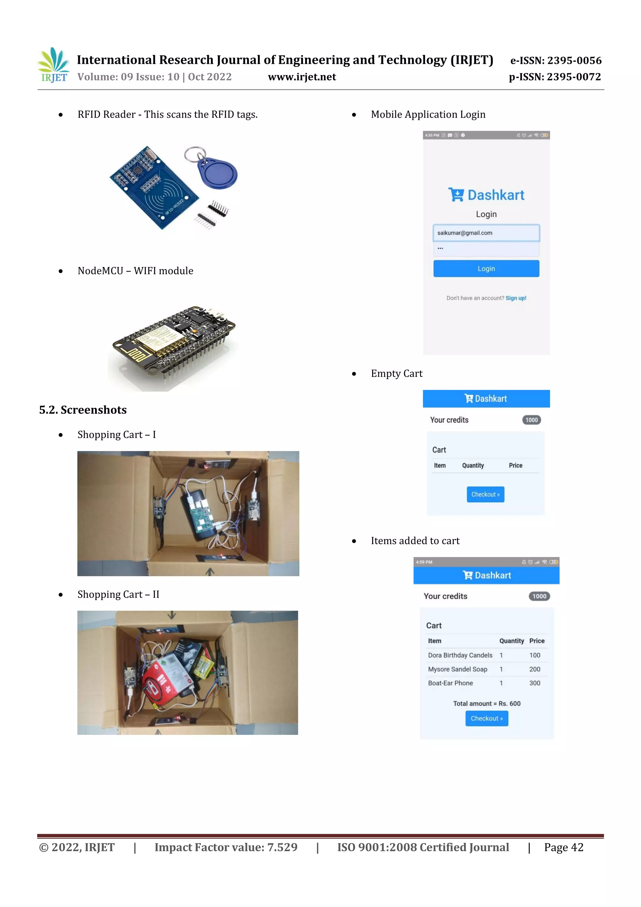 Smart Shopping Cart with Automatic Billing System | PDF