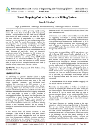 Smart Shopping Cart with Automatic Billing System | PDF