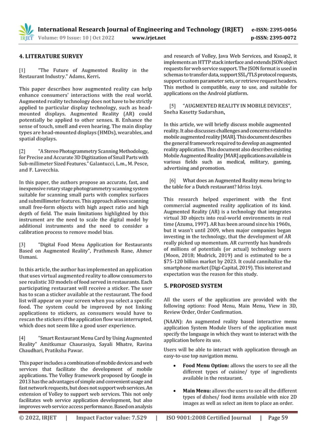 NAAN – AN AUGMENTED REALITY BASED MENU APPLICATION | PDF