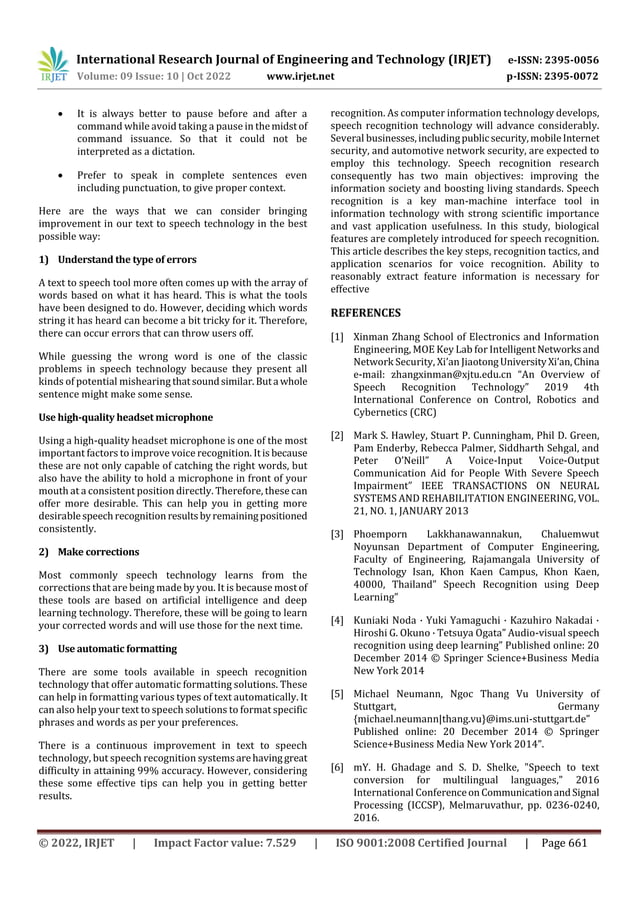 Review On Speech Recognition using Deep Learning | PDF