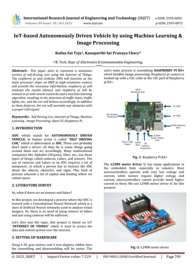 IoT-based Autonomously Driven Vehicle by using Machine Learning & Image ...