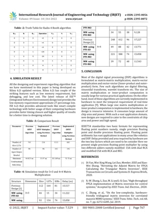 High Speed and Area Efficient Matrix Multiplication using Radix-4 Booth Multiplier | PDF