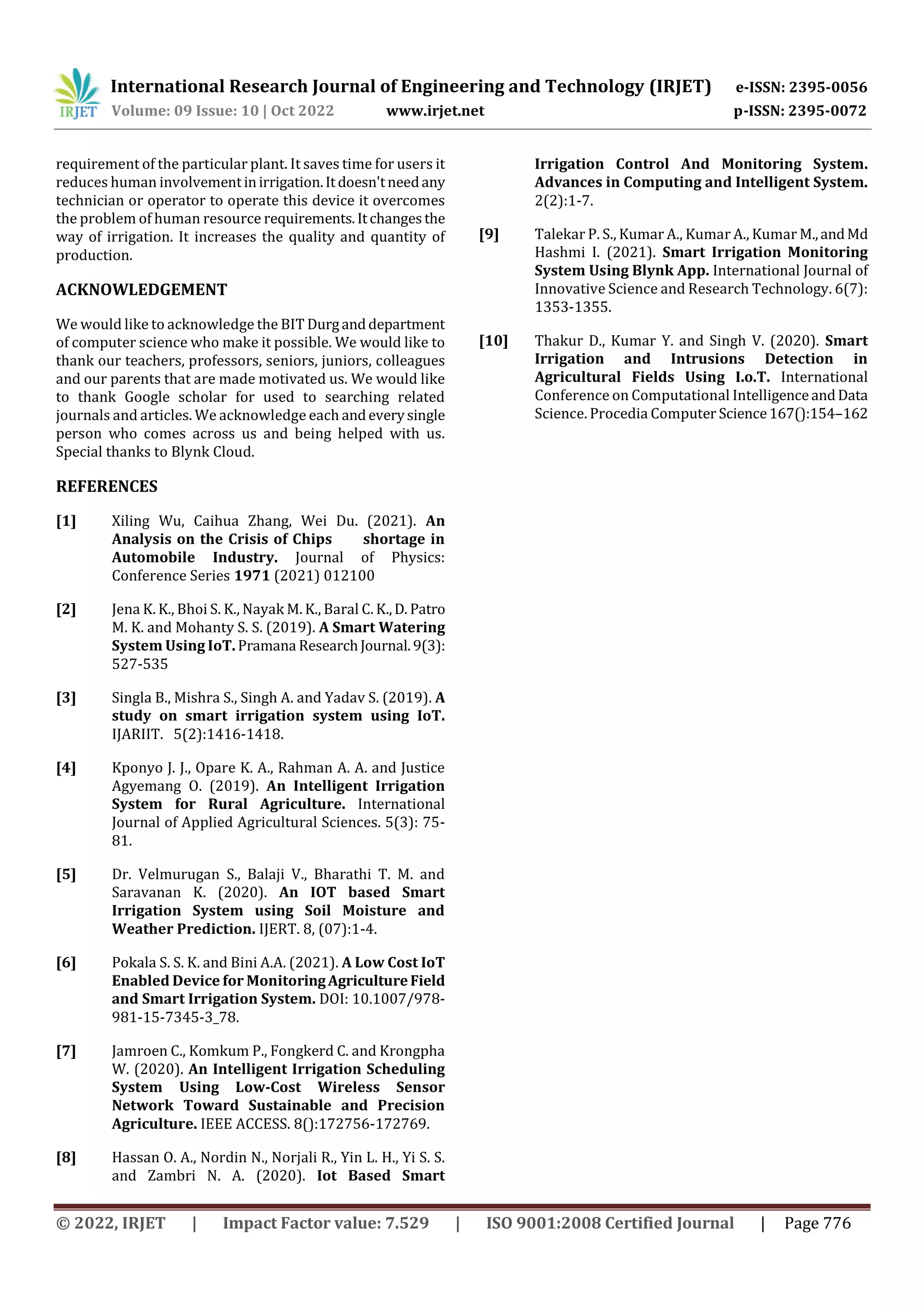 IOT Based Low Cost Irrigation Model | PDF
