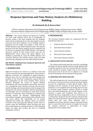 Response Spectrum and Time History Analysis of a Multistorey Building | PDF