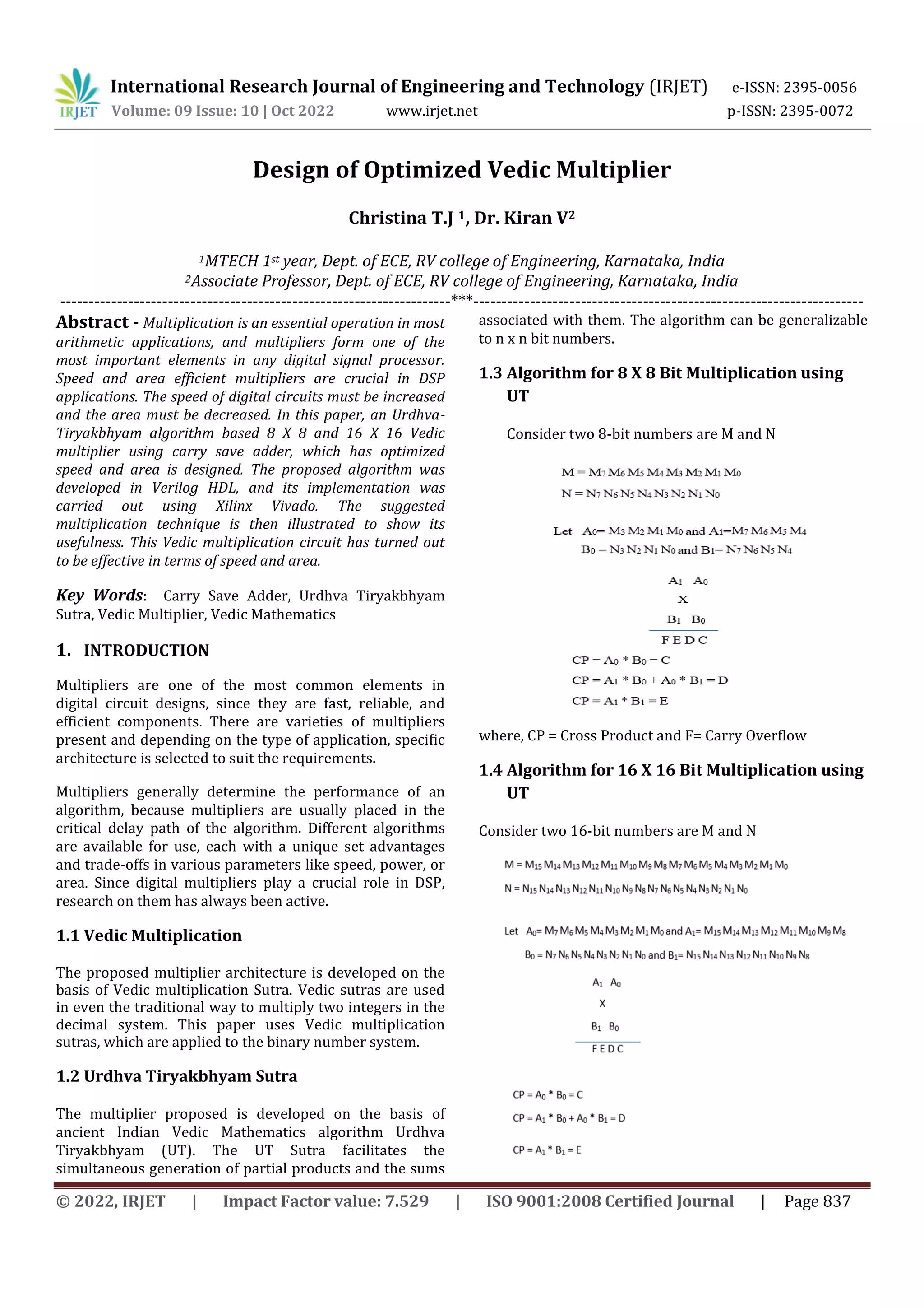 Design of Optimized Vedic Multiplier | PDF | Programming Languages | Computing