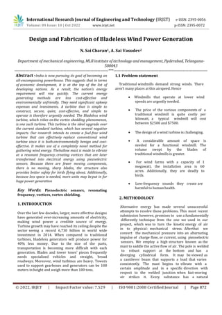 Design and Fabrication of Bladeless Wind Power Generation | PDF
