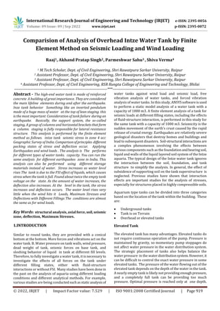 Comparision of Analysis of Overhead Intze Water Tank by Finite Element ...
