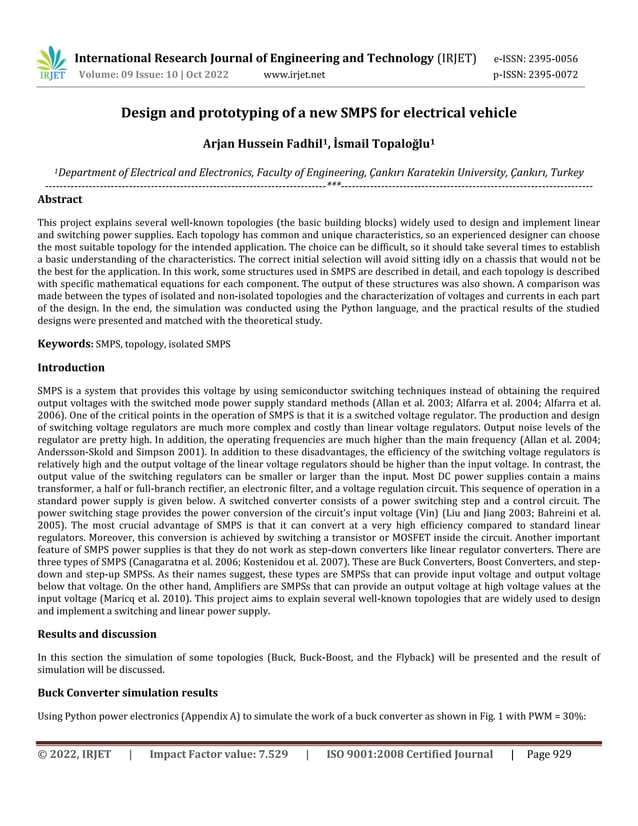 Design and prototyping of a new SMPS for electrical vehicle | PDF