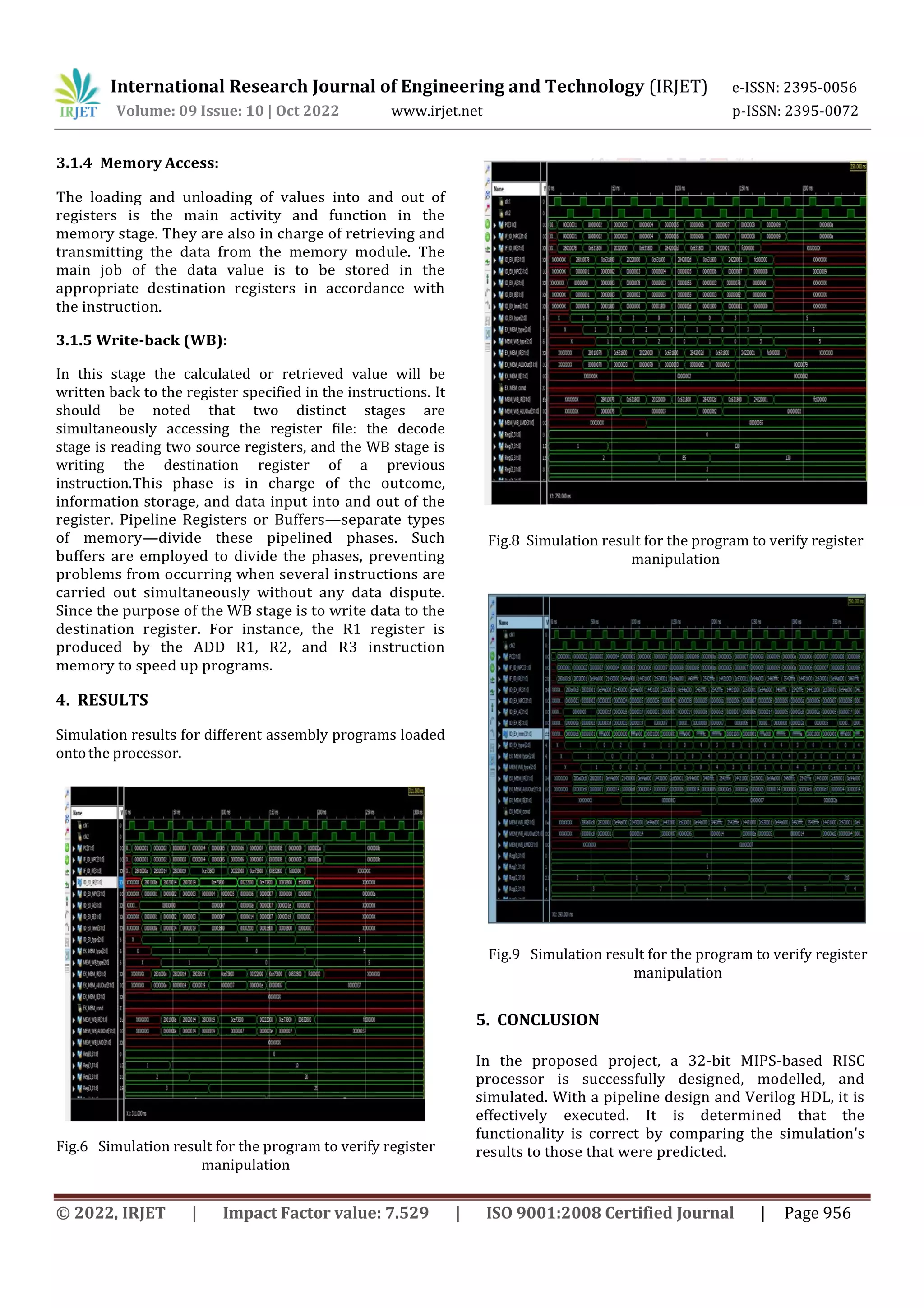 Design And Development Of A 5 Stage Pipelined Risc Processor Based On