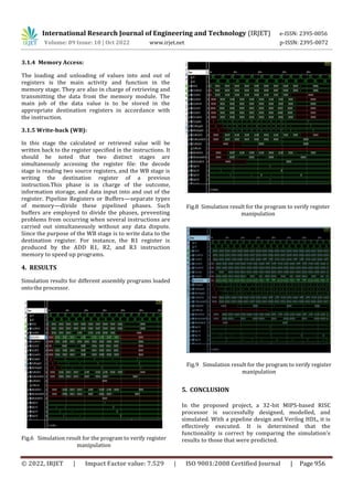 Design and development of a 5-stage Pipelined RISC processor based on MIPS | PDF