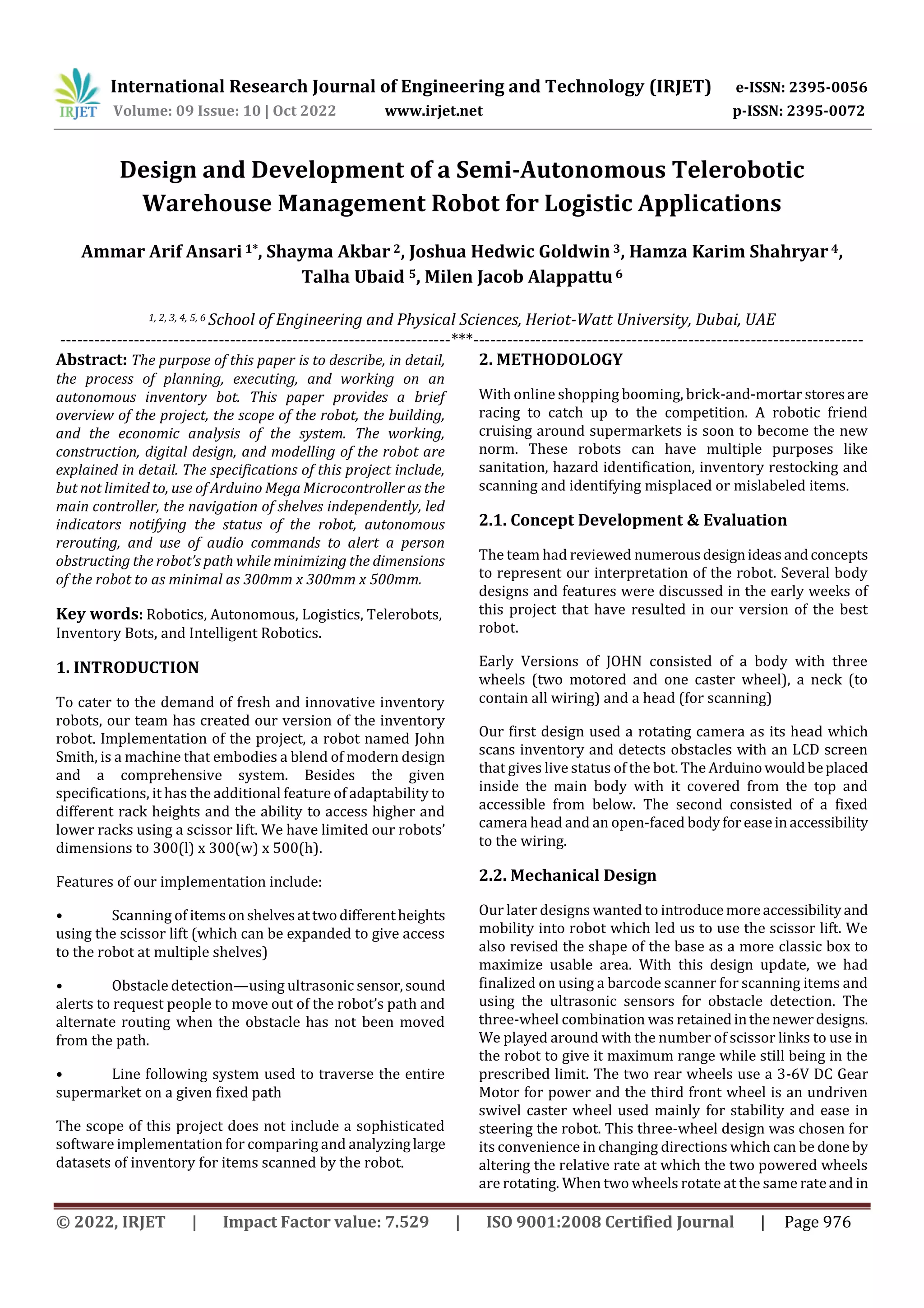 Design and Development of a Semi-Autonomous Telerobotic Warehouse ...