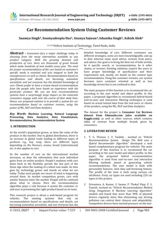 Car Recommendation System Using Customer Reviews | PDF