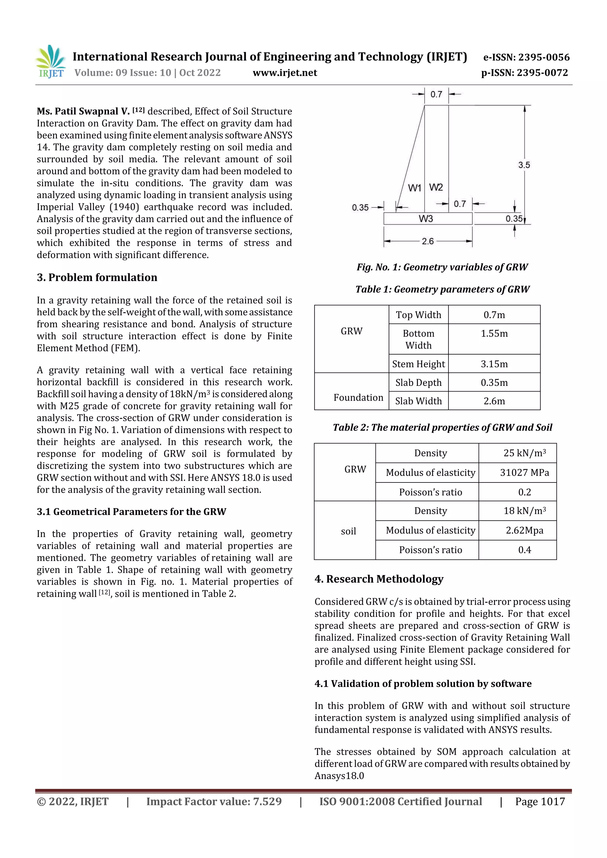 “EFFECT OF SOIL STRUCTURE INTERACTION ON GRAVITY RETAINING WALL” | PDF
