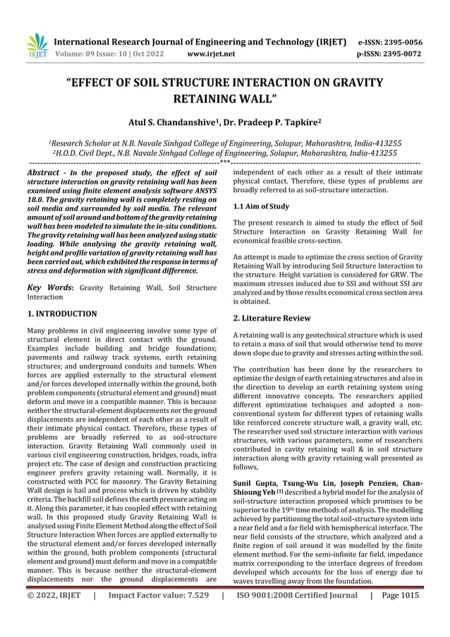 “EFFECT OF SOIL STRUCTURE INTERACTION ON GRAVITY RETAINING WALL” | PDF | Landscaping | Home & Garden