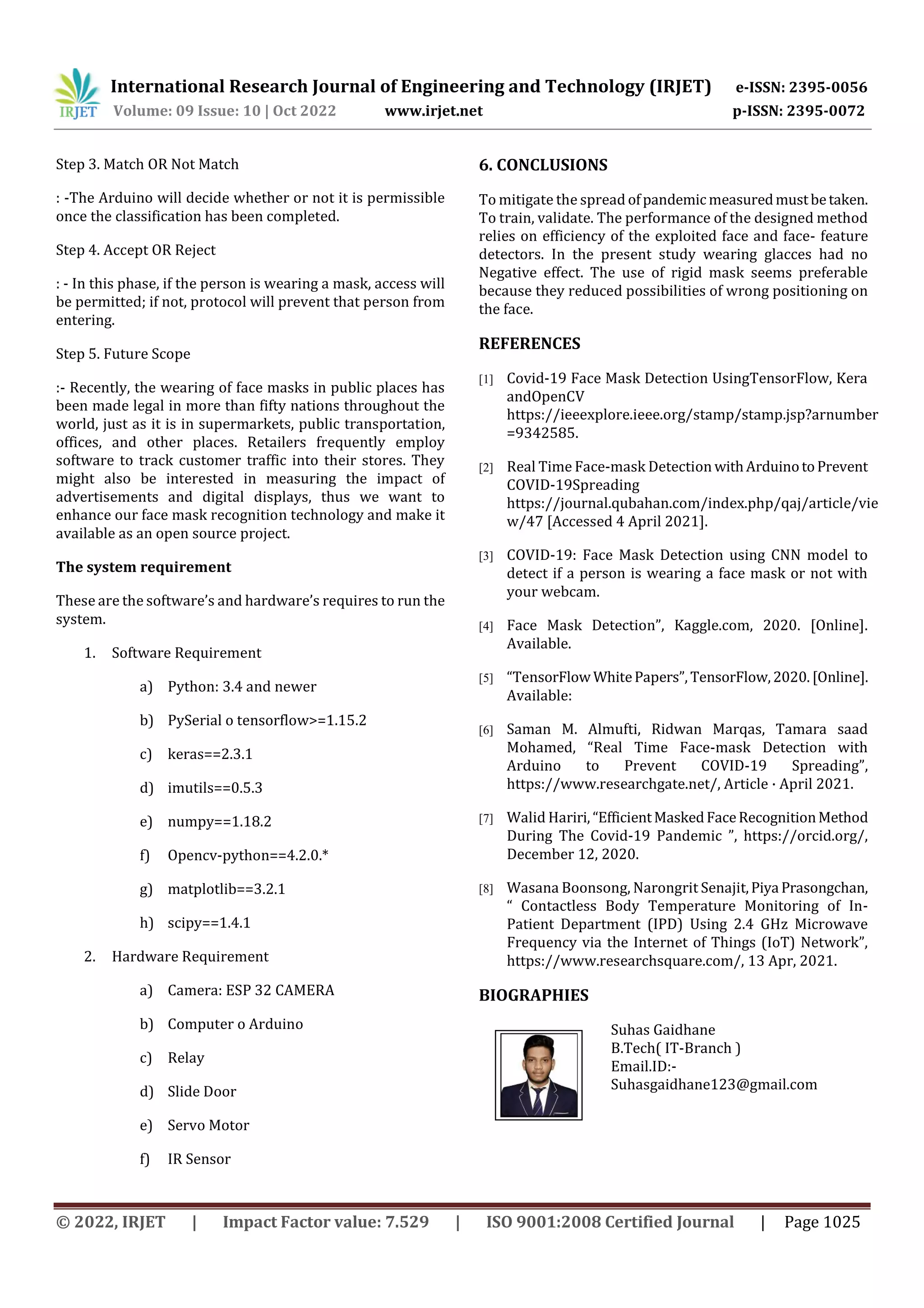 Review on Arduino-Based Face Mask Detection System | PDF