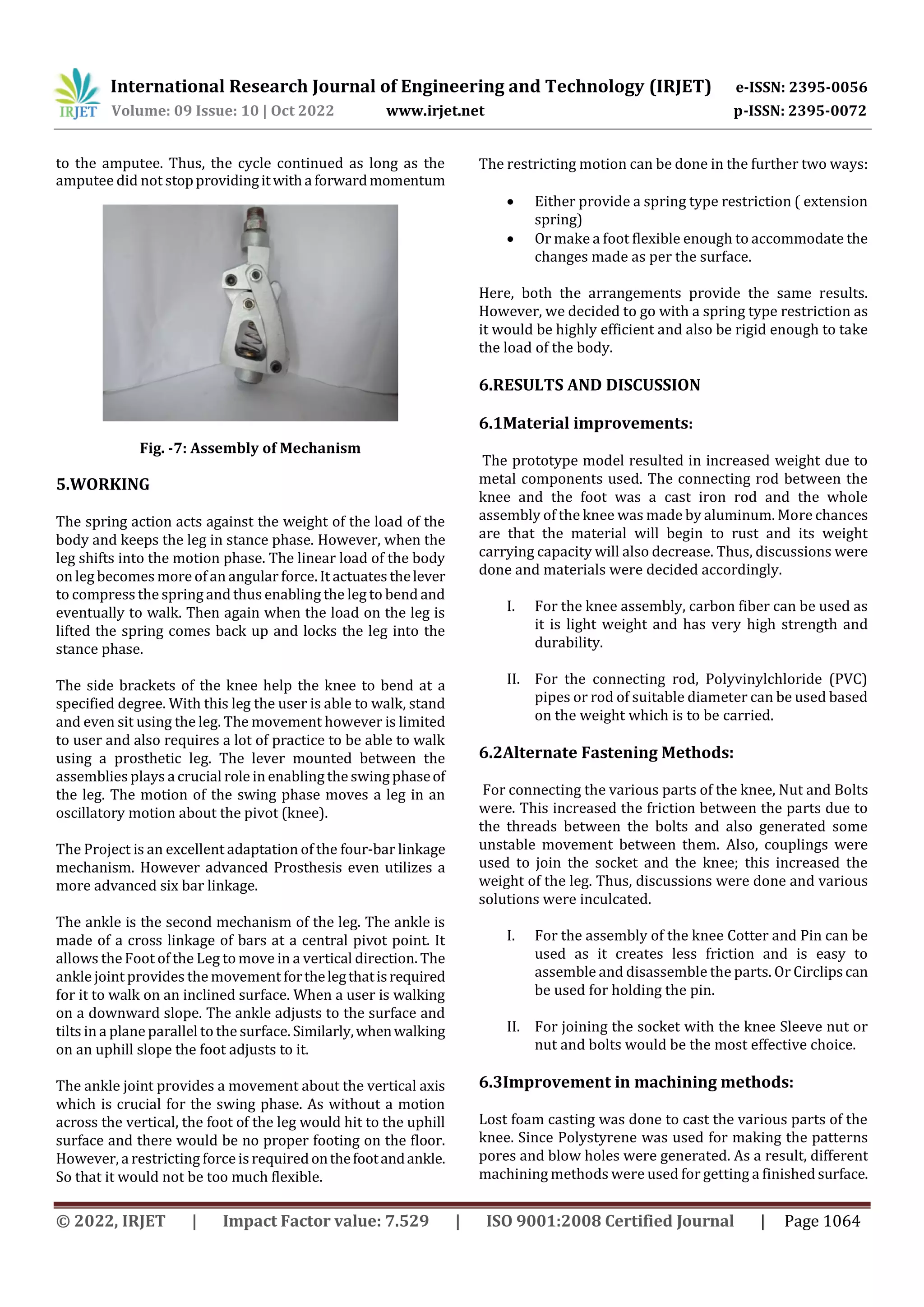 Design & Development of Prosthetic Leg | PDF