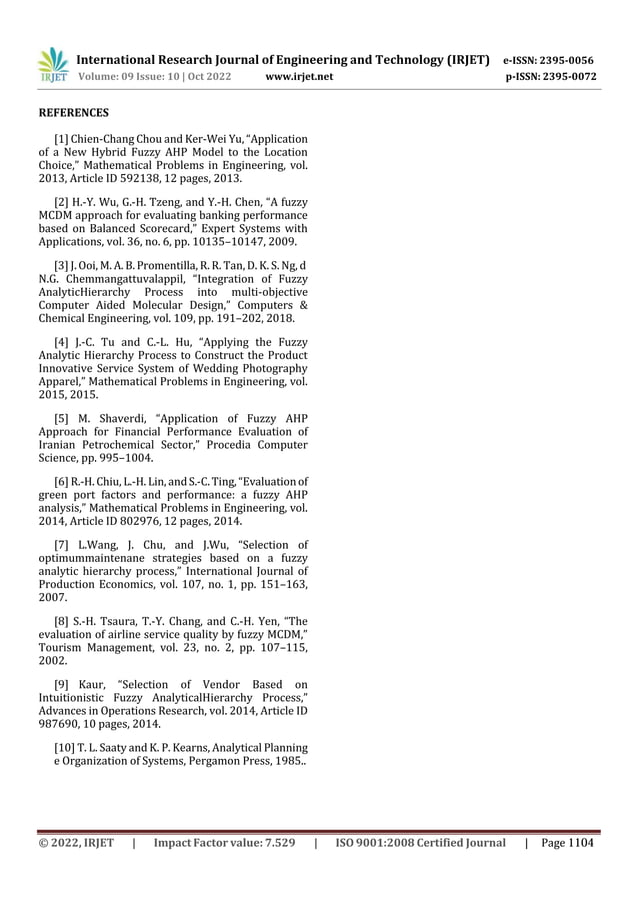 Fuzzy Analytical Hierarchy Process Method to Determine the Project Performance in the portfolio ...