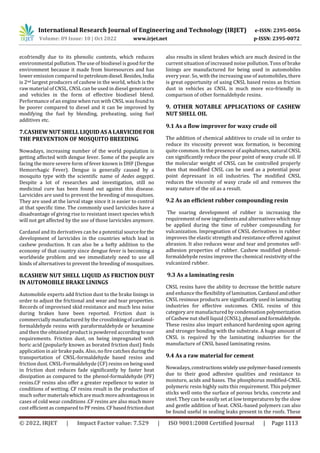 Cashew Nut Shell Oil (CNSL) as a reliable replacement of petroleum ...
