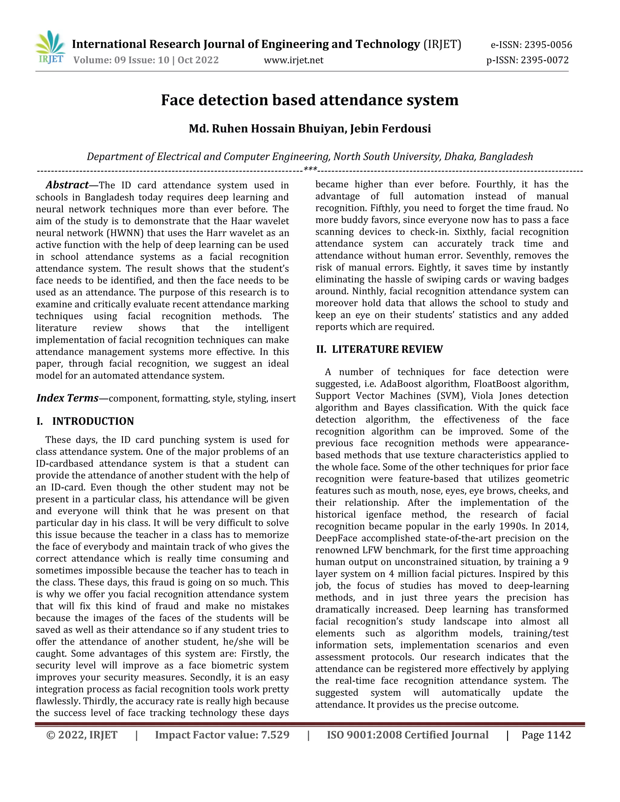 Face detection based attendance system | PDF