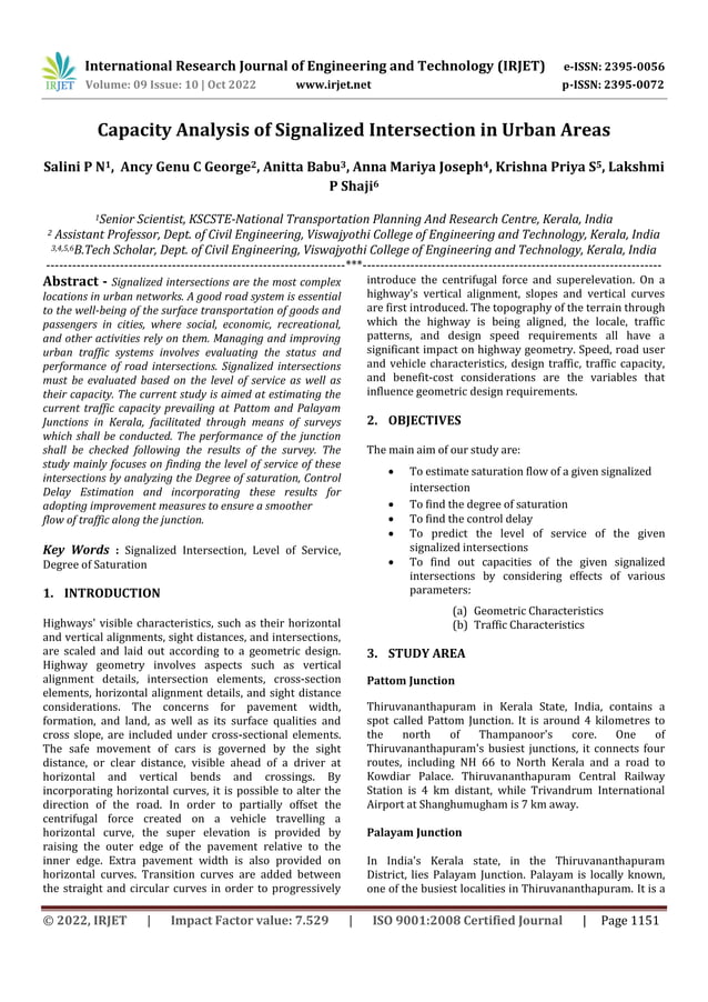 Capacity Analysis of Signalized Intersection in Urban Areas | PDF