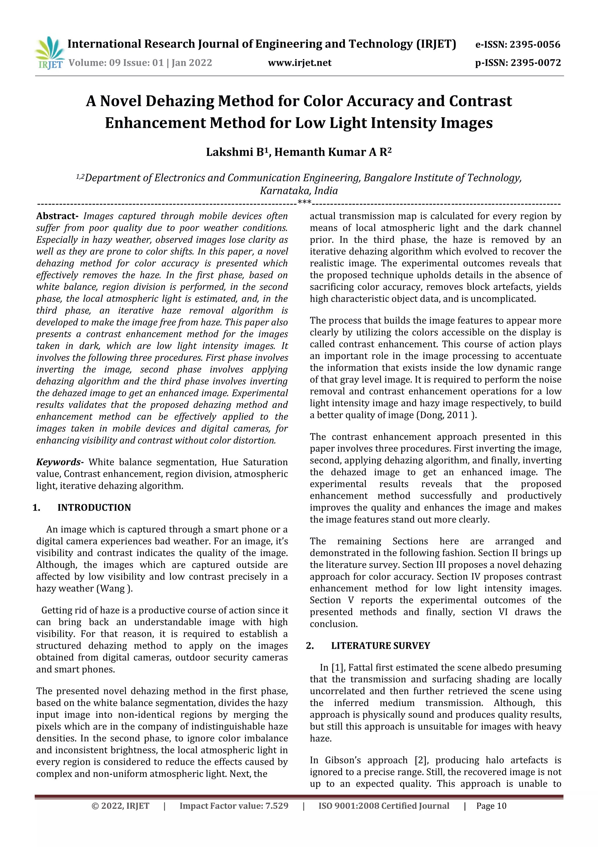 A Novel Dehazing Method for Color Accuracy and Contrast Enhancement ...