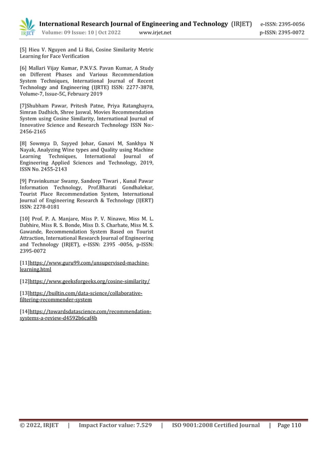 Tourist Destination Recommendation System Using Cosine Similarity Pdf