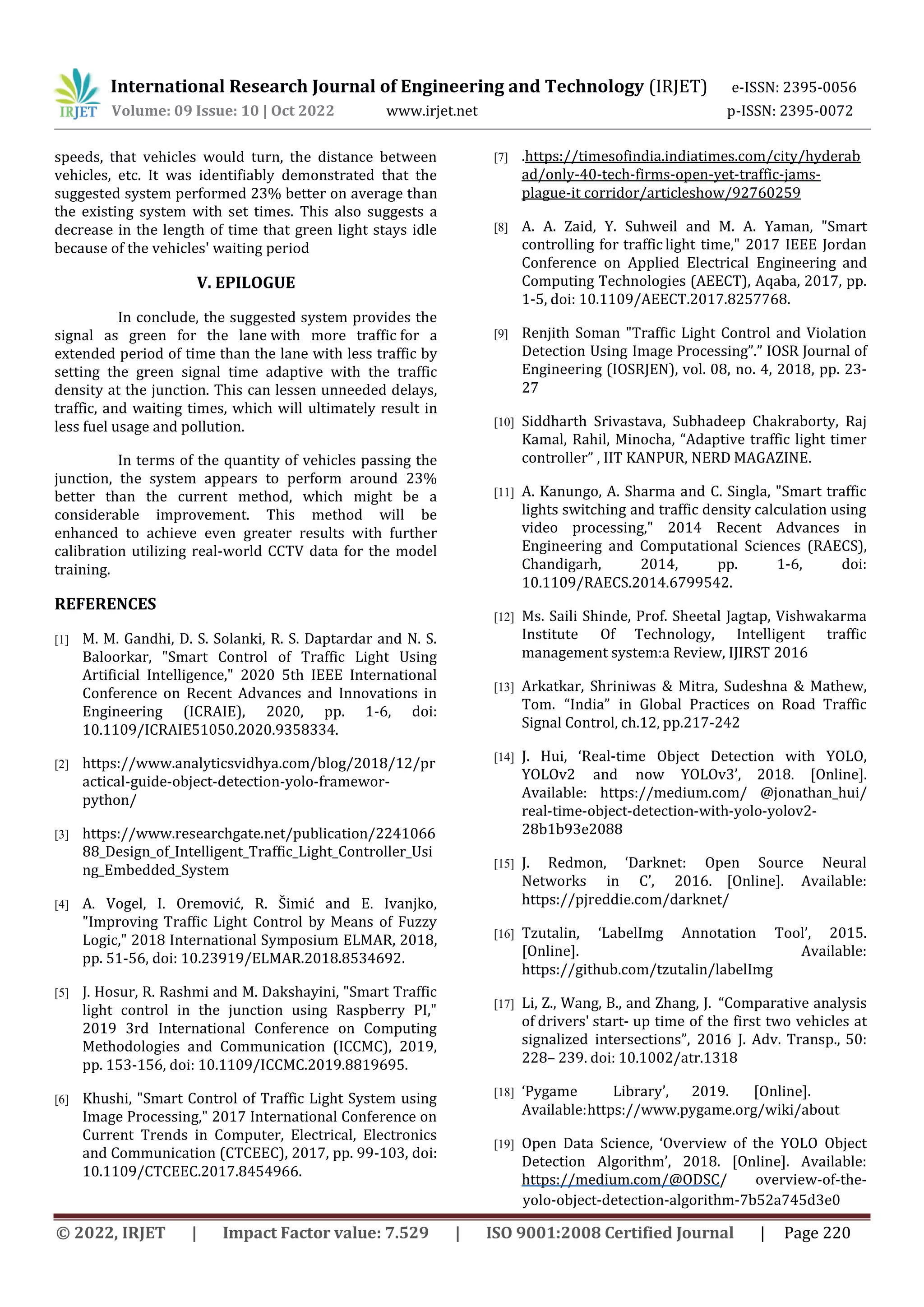 Control of Traffic Signals by AI based Image Processing | PDF ...