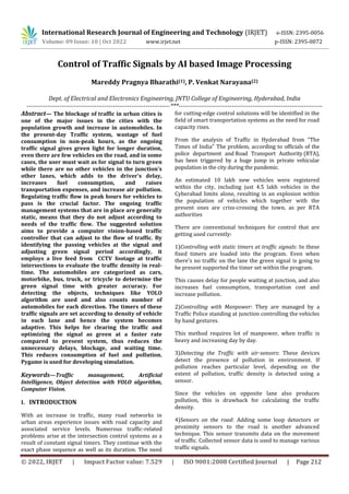 Control of Traffic Signals by AI based Image Processing | PDF | Computing | Technology & Computing