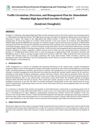 Traffic Circulation, Diversion, and Management Plan for Ahmedabad- Mumbai High Speed Rail ...