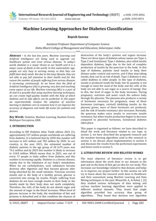 Machine Learning Approaches for Diabetes Classification | PDF