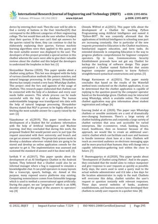 WHATSAPP CHATBOT FOR CAREER GUIDANCE | PDF