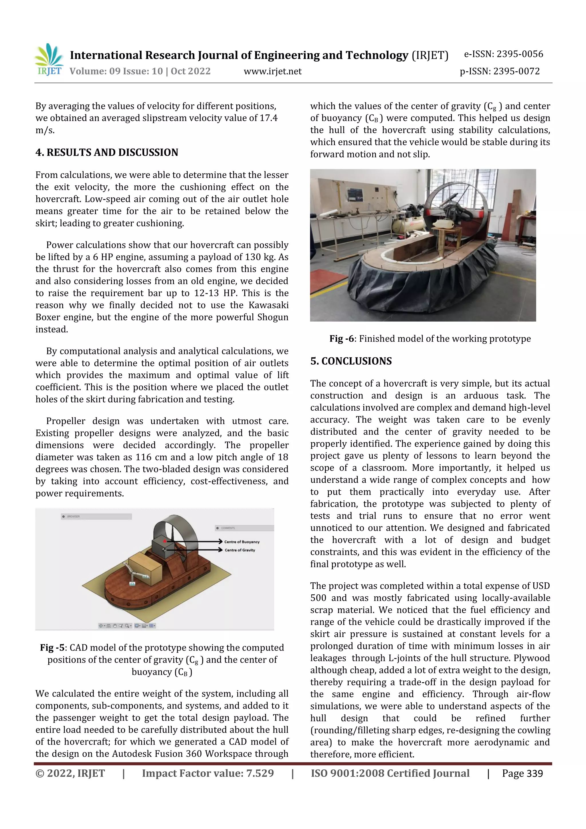Design, Development, and Fabrication of a Mini-Hovercraft | PDF