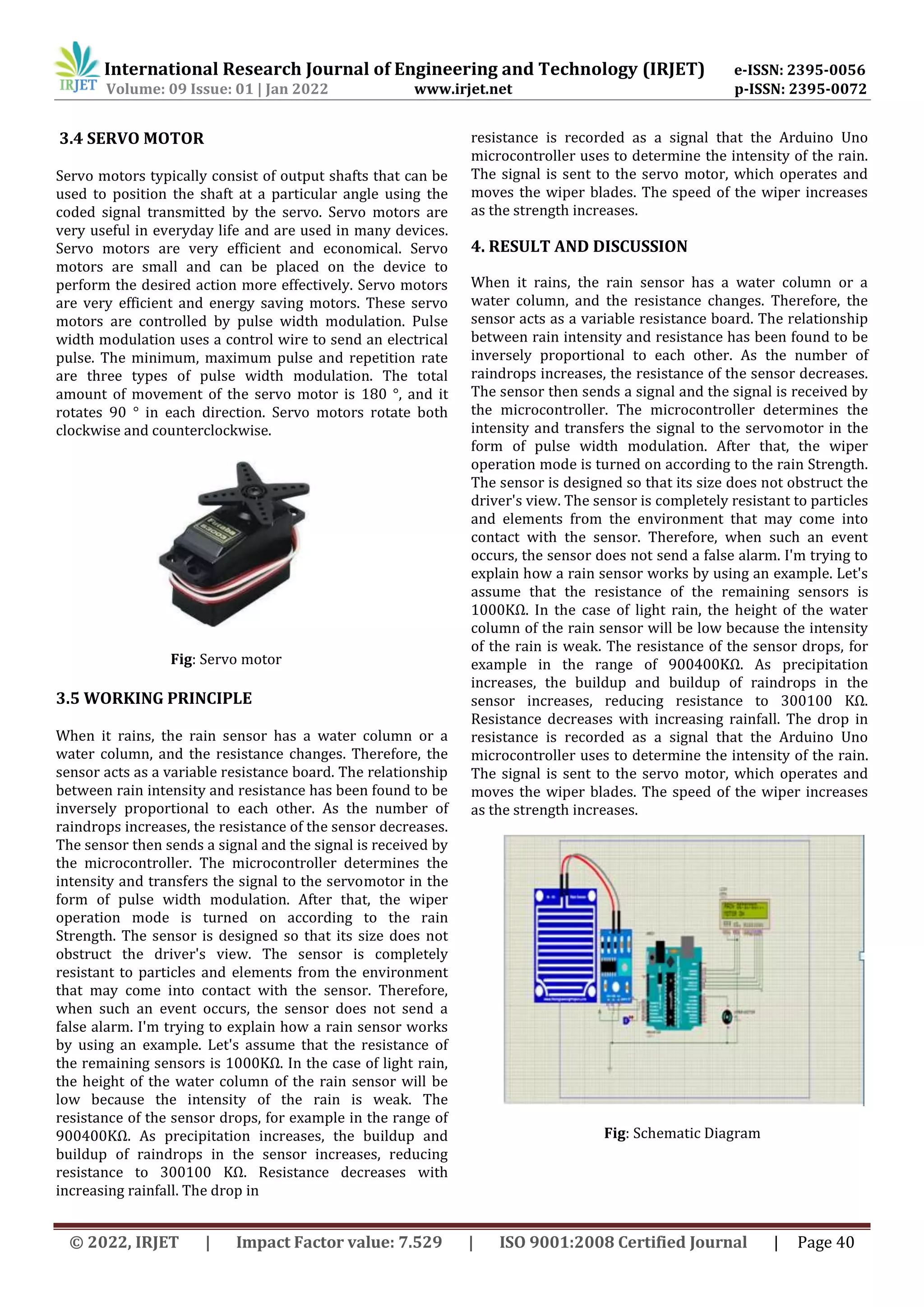 AUTOMATIC RAIN SENSING WIPERS USING ARDUINO | PDF
