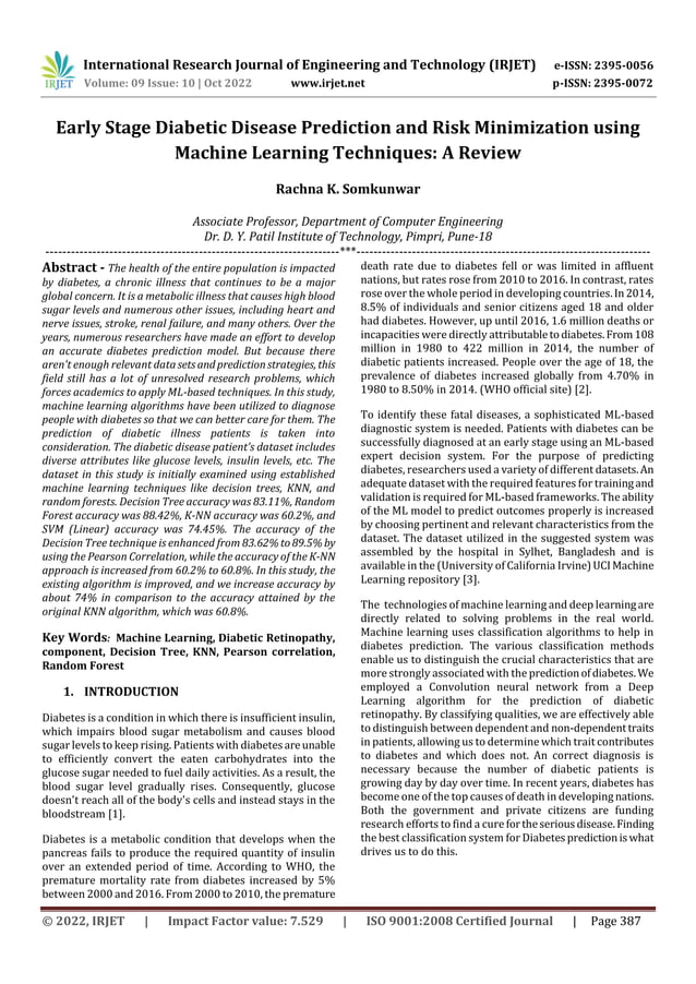 Early Stage Diabetic Disease Prediction and Risk Minimization using ...
