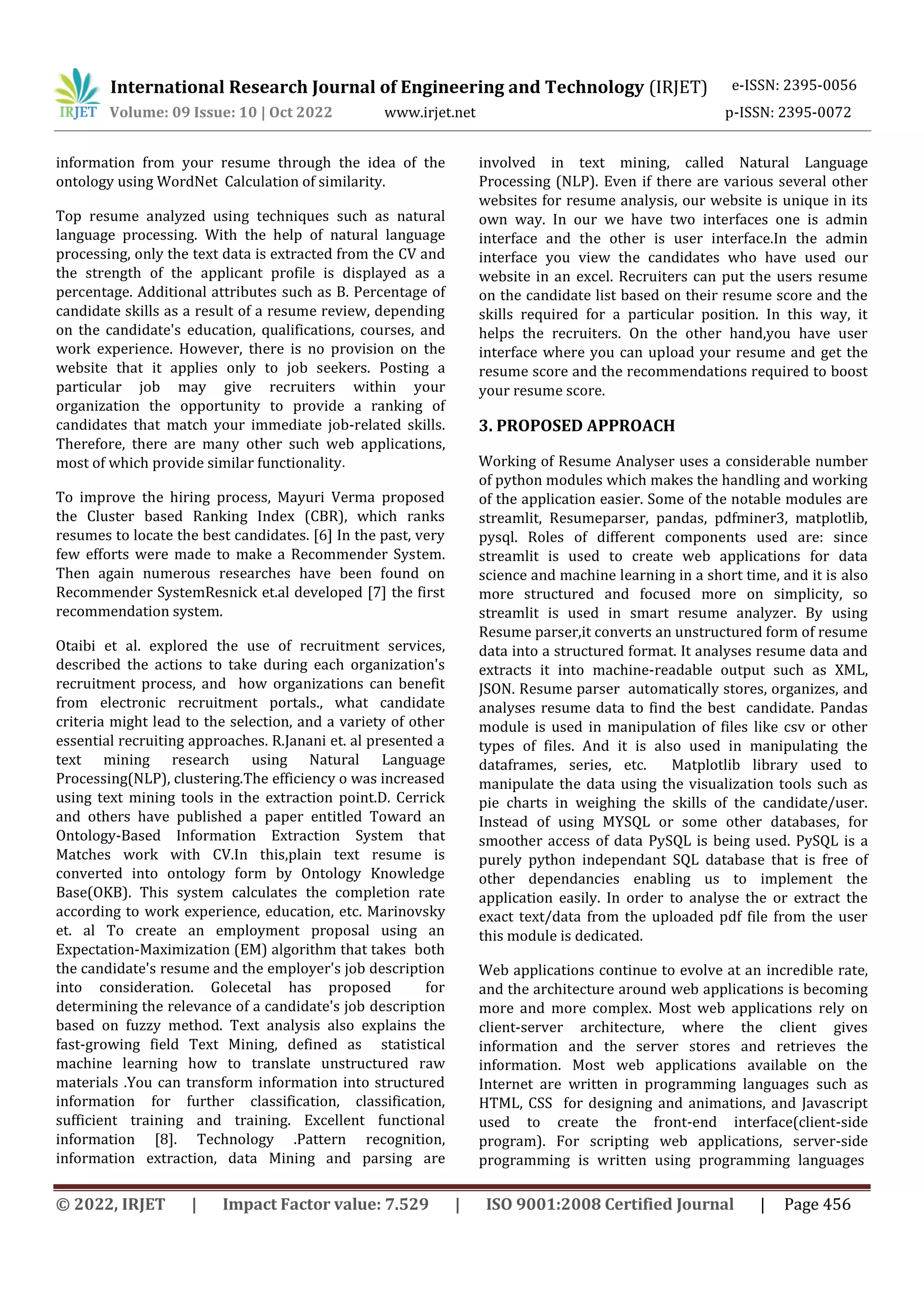 Modern Resume Analyser For Students And Organisations | PDF