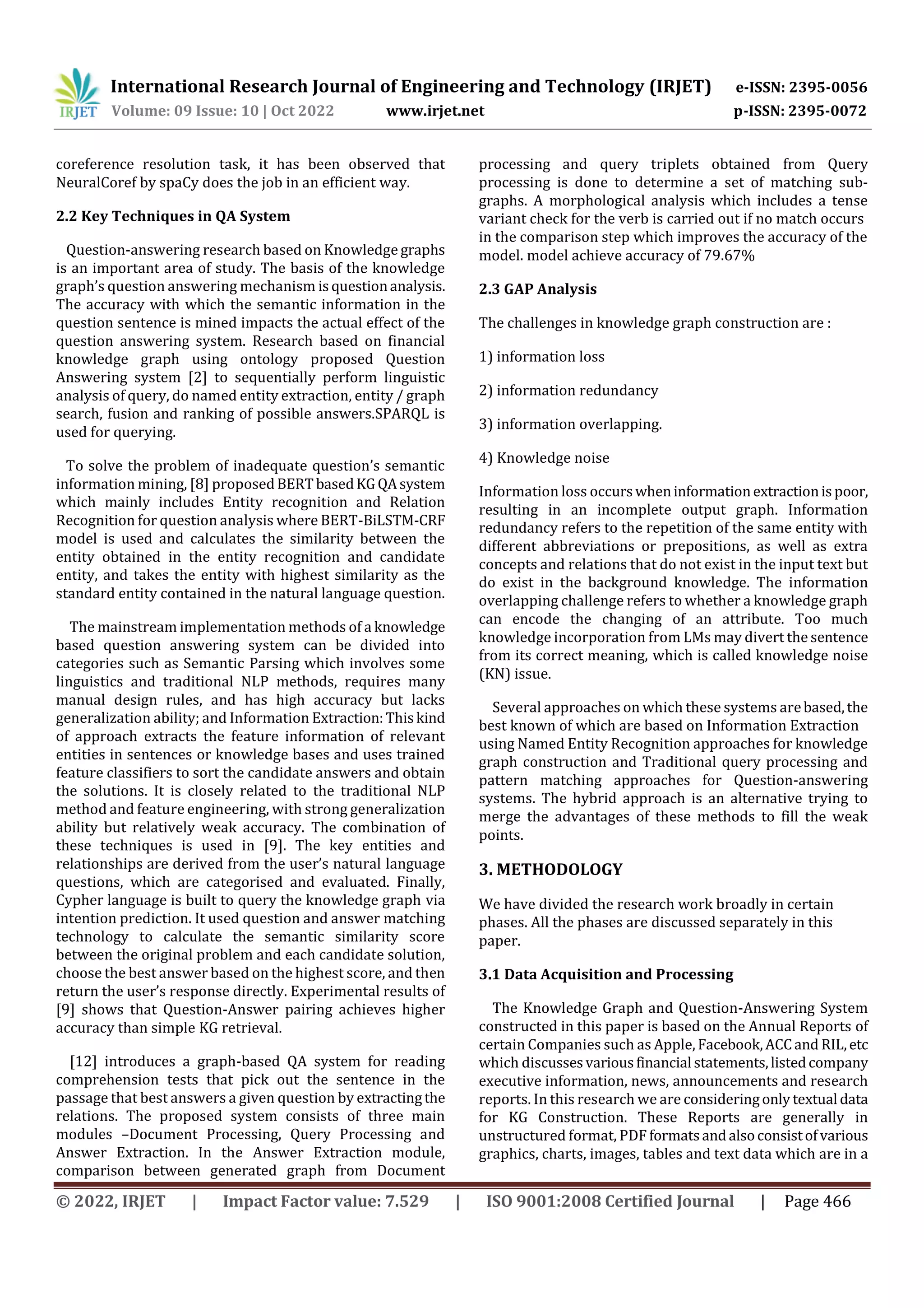 Knowledge Graph and Similarity Based Retrieval Method for Query Answering System | PDF