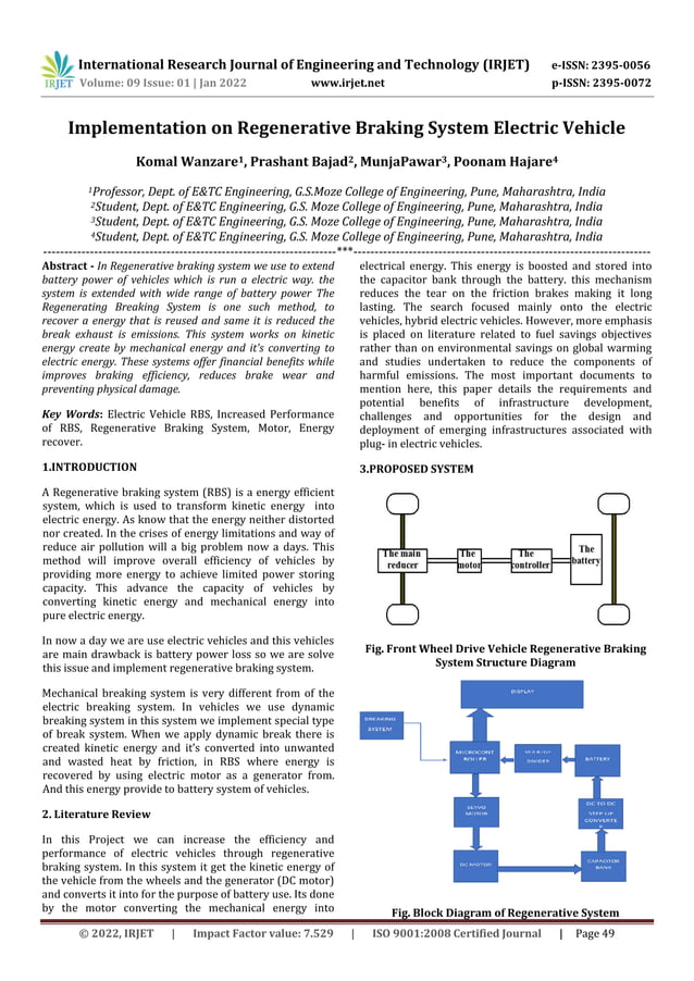 Implementation on Regenerative Braking System Electric Vehicle | PDF