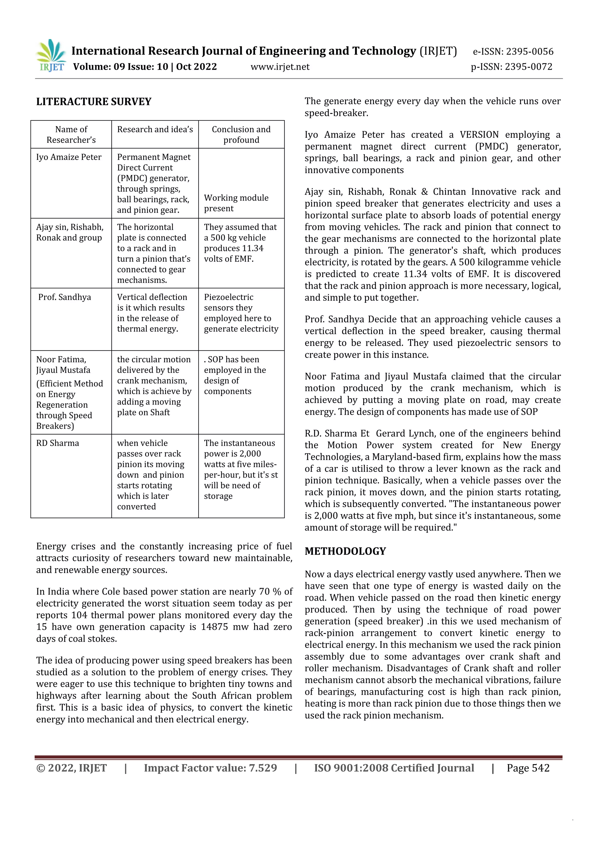 “ROAD POWER GENERATION BY SPEED BREAKER” | PDF