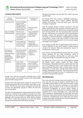 “ROAD POWER GENERATION BY SPEED BREAKER” | PDF