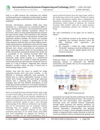 IMAGE CAPTIONING USING TRANSFORMER: VISIONAID | PDF