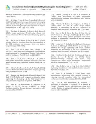 IMAGE CAPTIONING USING TRANSFORMER: VISIONAID | PDF