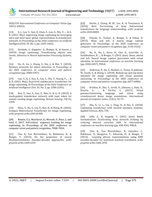 IMAGE CAPTIONING USING TRANSFORMER: VISIONAID | PDF