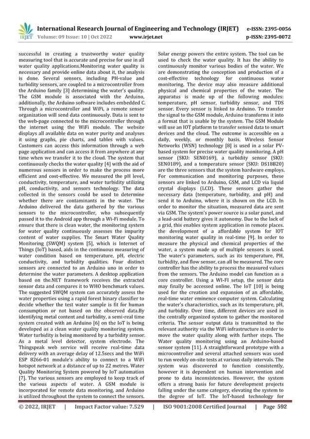 Literature Review on Turbidity Sensor and Arduino for Water Quality Measurement | PDF | Internet ...