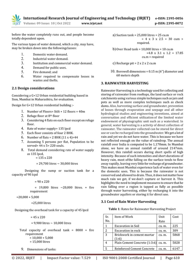 Design of water supply system for a G+12 residential building by water ...