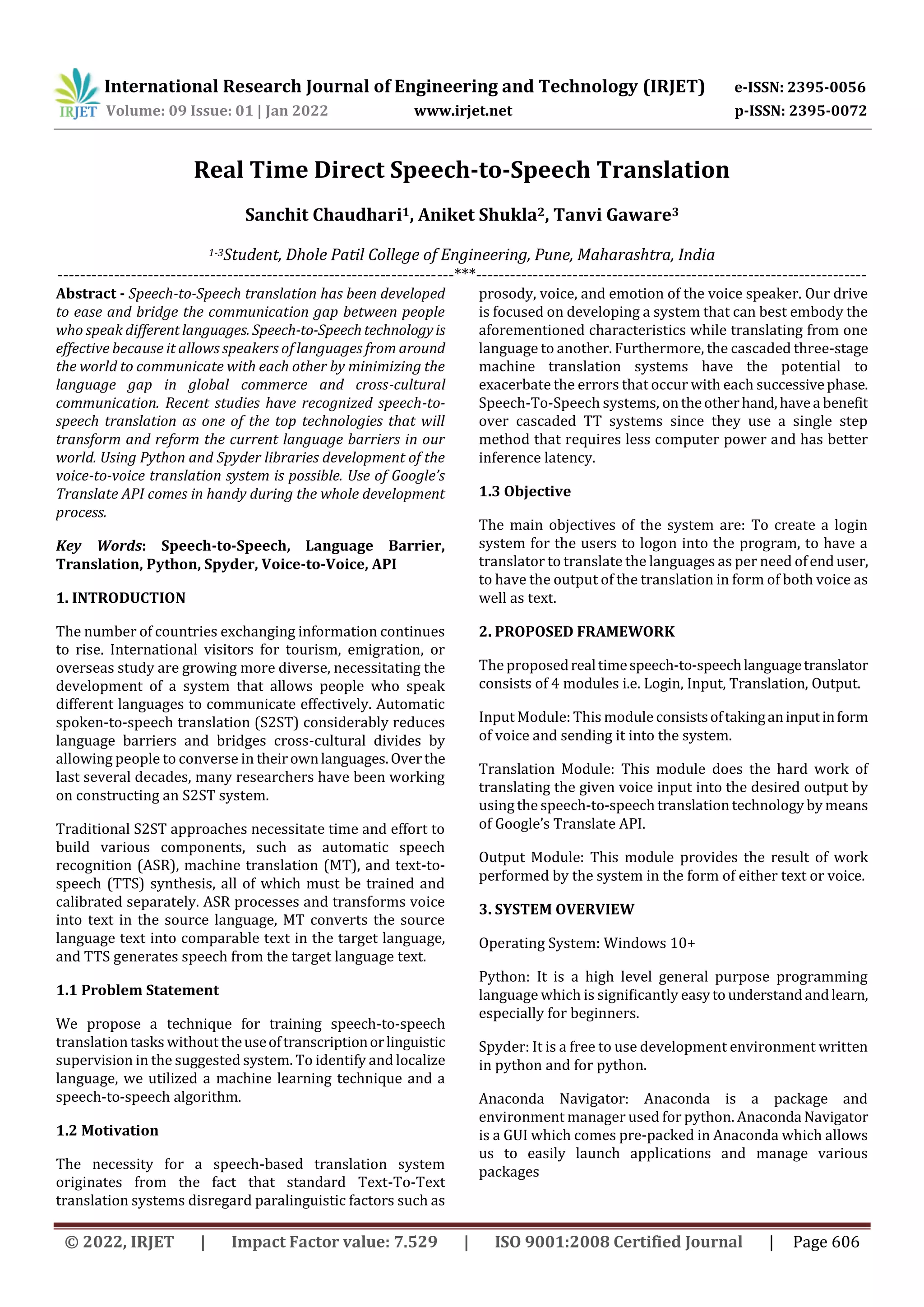 Real Time Direct Speech-to-Speech Translation | PDF